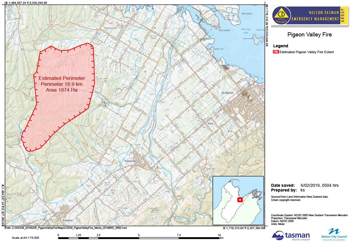 Pigeon Valley Fire - Updated Map of Fire Perimeter - Nelson Tasman ...